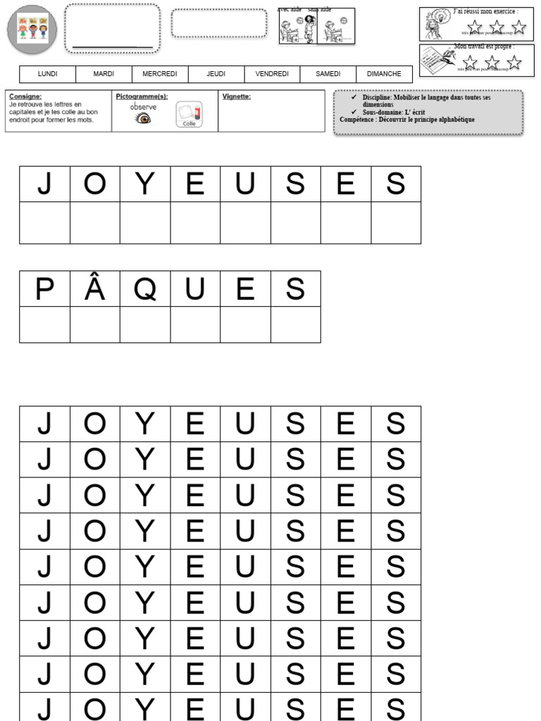 Joyeuses Pâques : Activités écrites | PDF