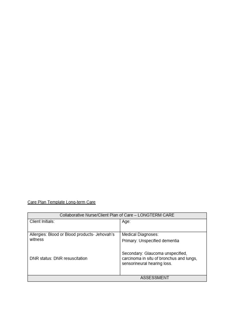 Care Plan Template Long New Pat | PDF | Urinary Tract Infection ...