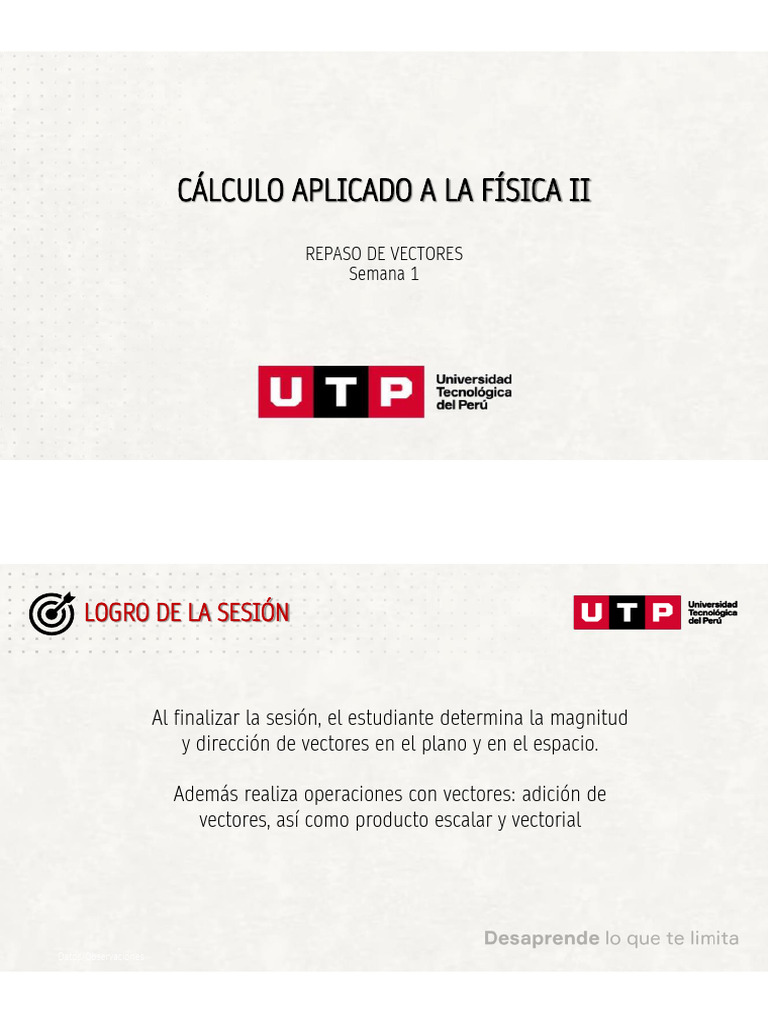 S01 S1 Repaso De Vectores Pdf Vector Euclidiano Espacio Vectorial