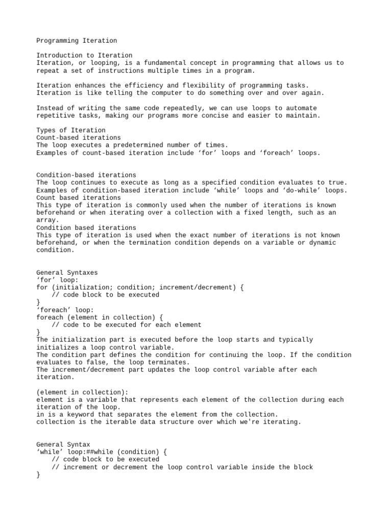 Programming Iteration2 | PDF | Control Flow | Iteration Programming Iteration2 | PDF | Control Flow | Iteration