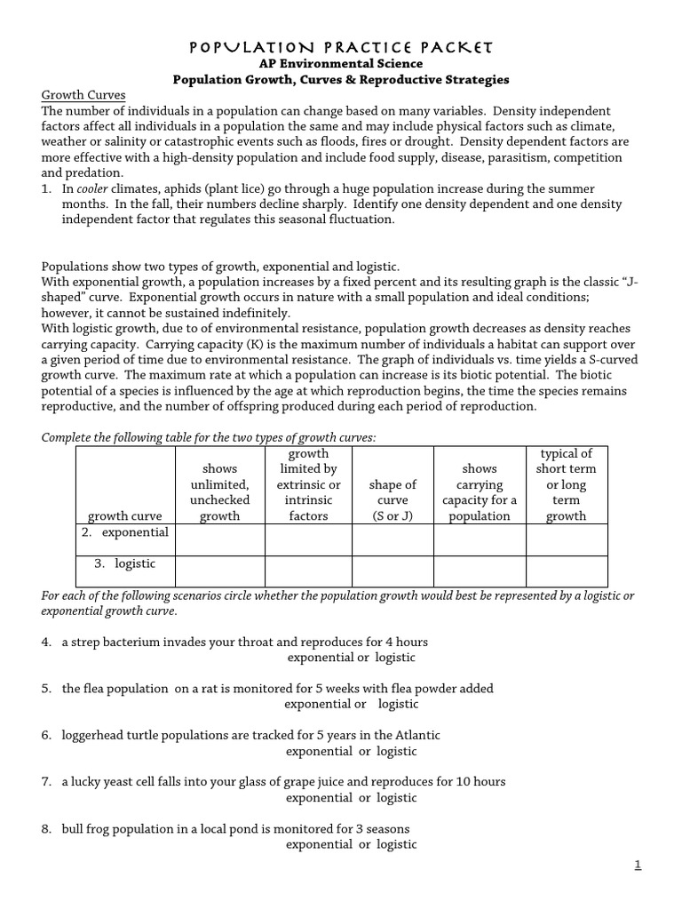 Population Calculation Packet | PDF | Logistic Function | Population