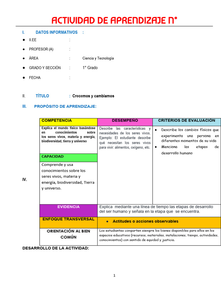Crecimiento y cambios en la infancia | PDF | Evaluación | Aprendizaje