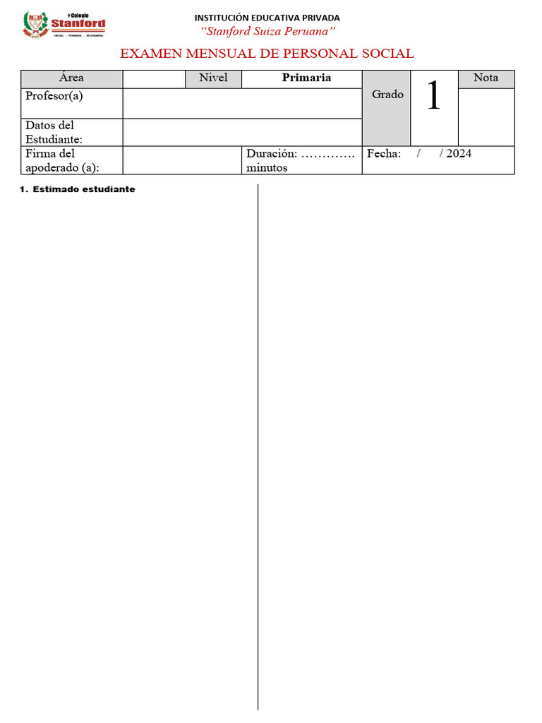 Modelo de Examen 2024 | PDF