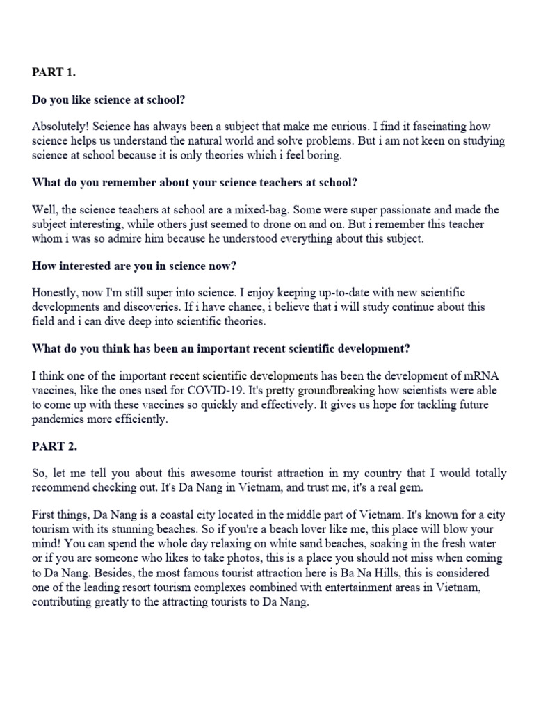 Speaking Test 2 Part 2 Pdf Environmental Degradation Tourism