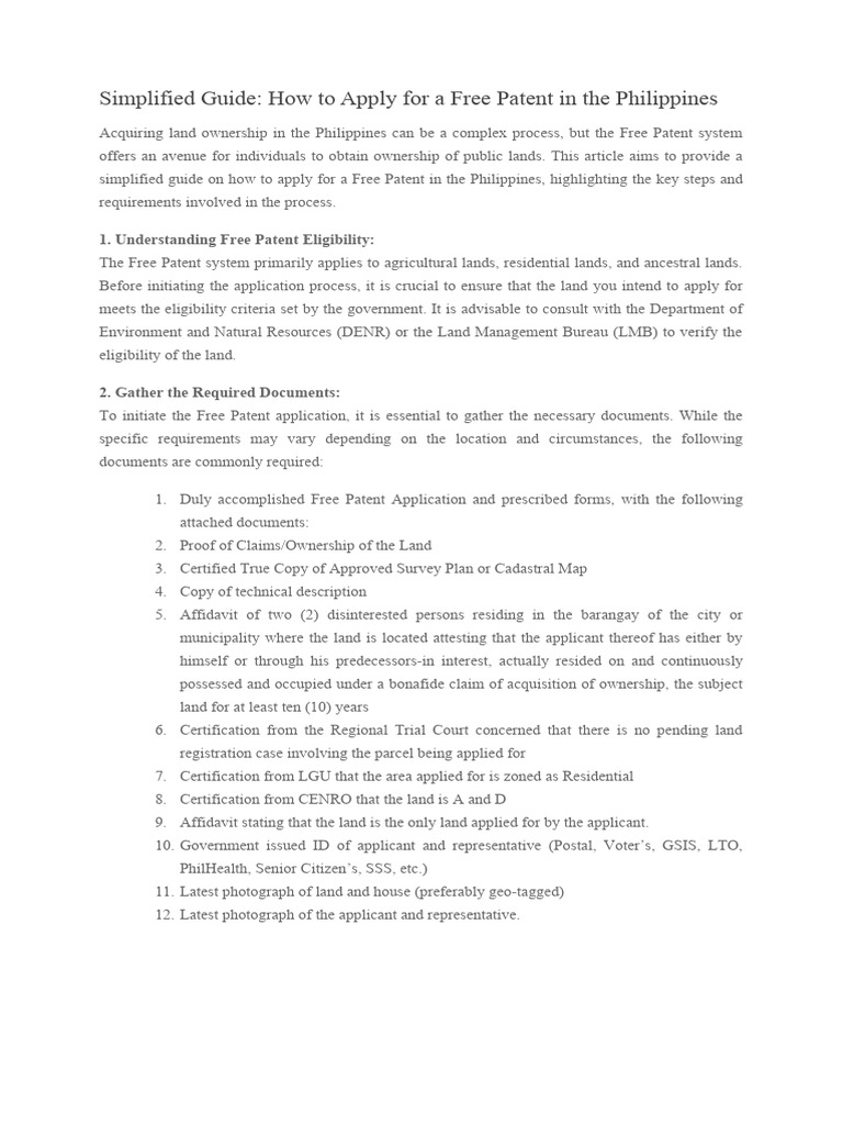 Simplified Guide for Free Patent App. | PDF | Patent | Patent Application Simplified Guide for Free Patent App. | PDF | Patent | Patent Application