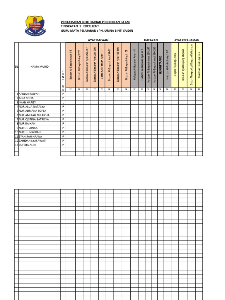 Borang Transit Pbd Tingkatan1 Pdf