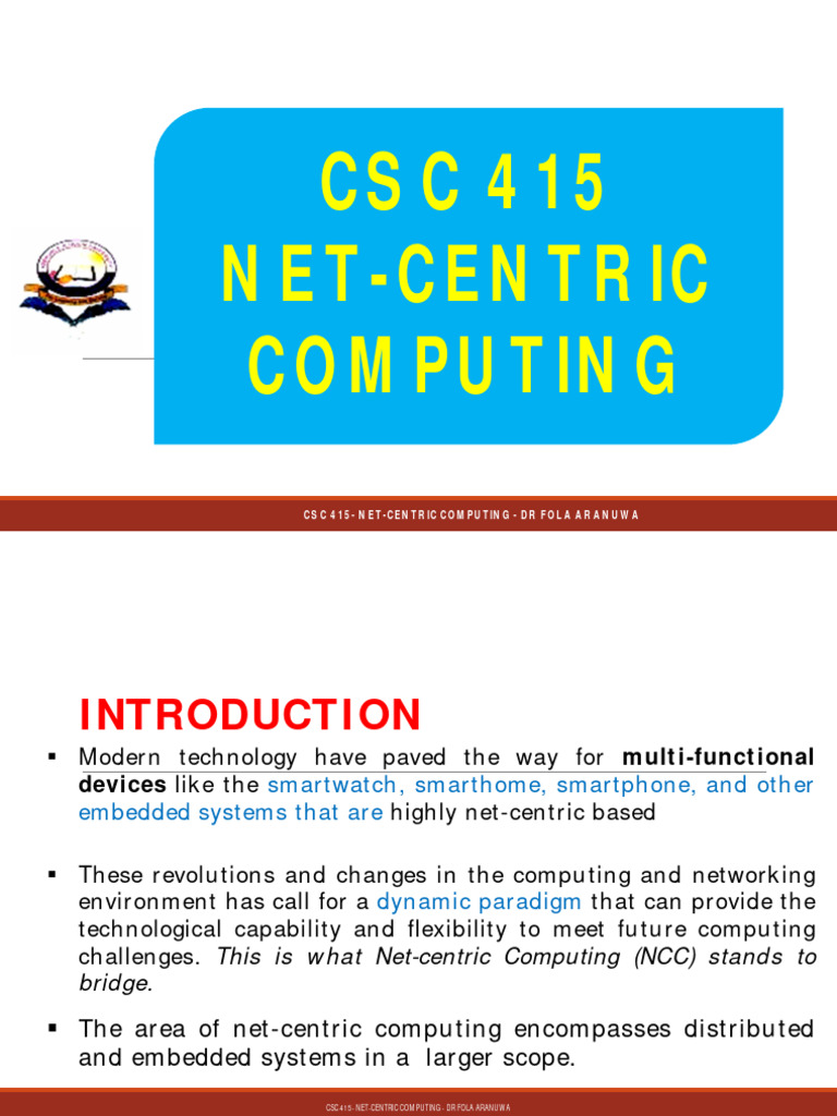 CSC 415 - NET-CENTRIC COMPUTING1 (Compatibility Mode) | PDF | Computer Network | Computer Cluster