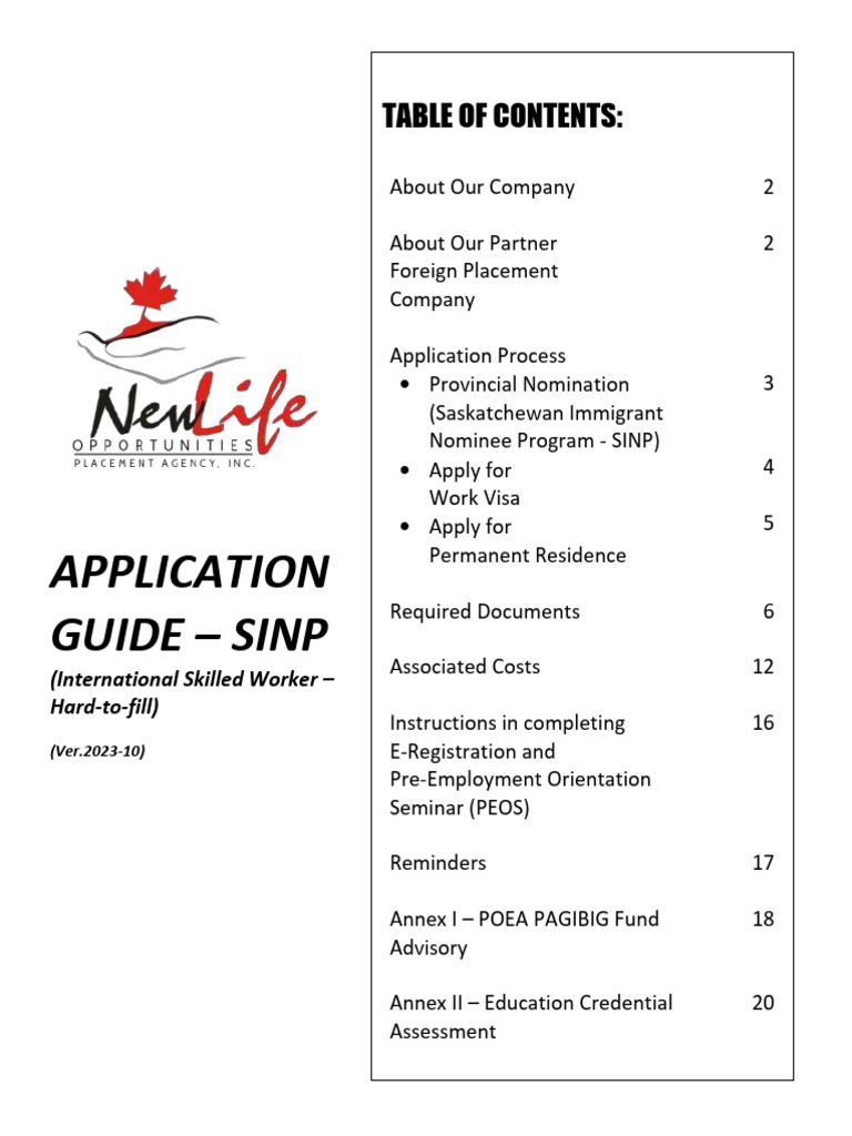 NL Application Guide - SINP ISW Hard-to-Fill (Ver. 2023-10) | PDF ...