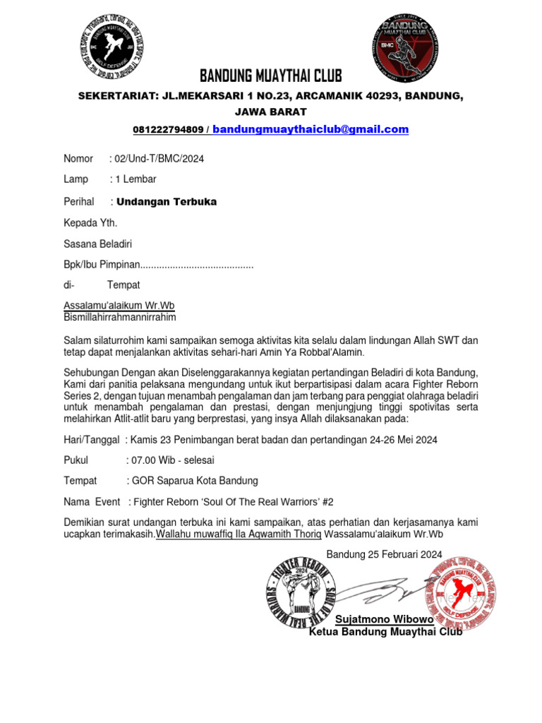Surat Undangan Fighter Reborn #2 PDF | PDF