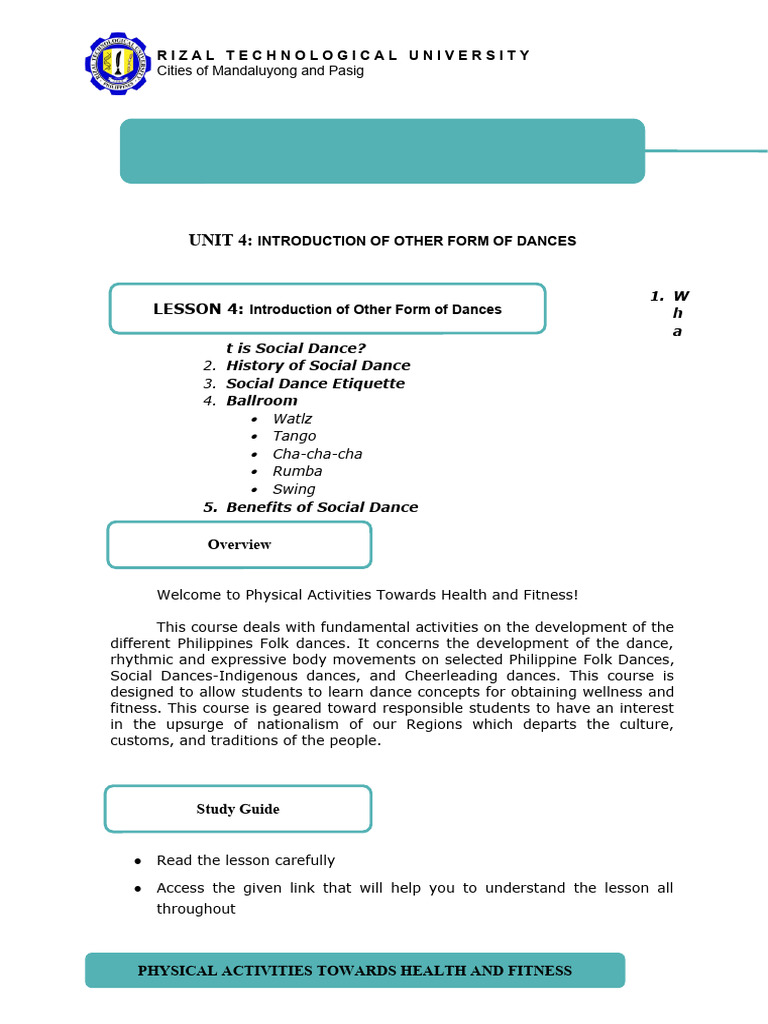 Module 4 Introduction To Other Form of Dances | PDF | Ballroom Dance ...