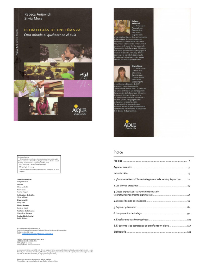 Anijovich Rebeca Estrategias De Enseñanza Otra Mirada Al Quehacer En El