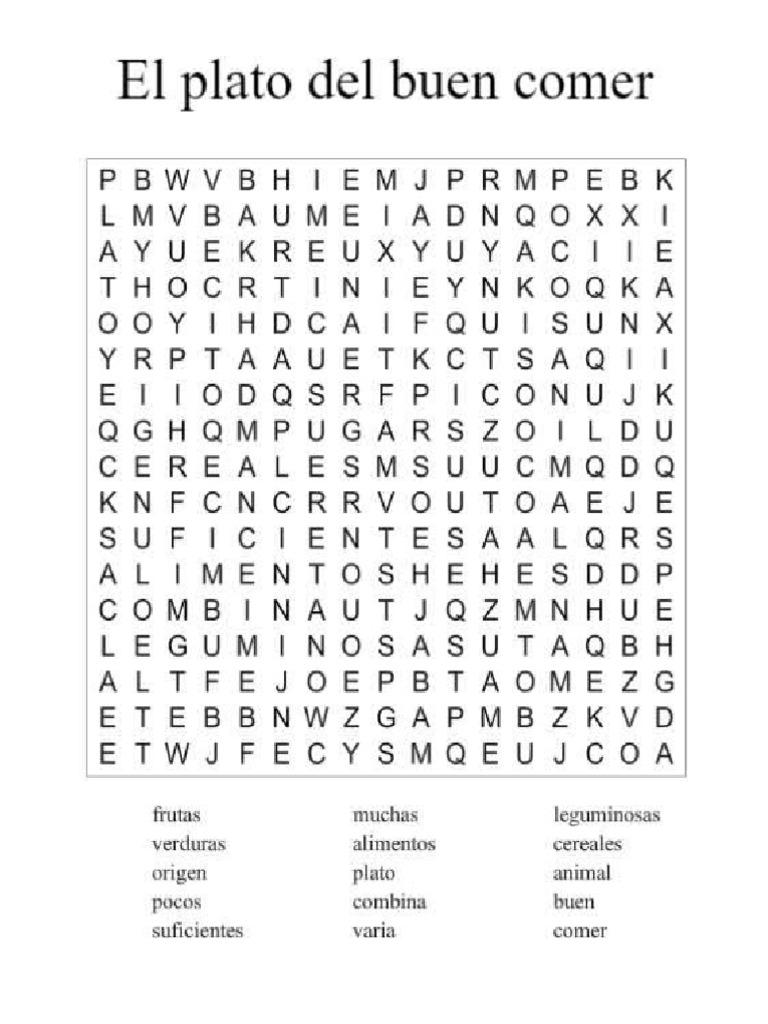 Sopa de Letras Alimentación Sana | PDF