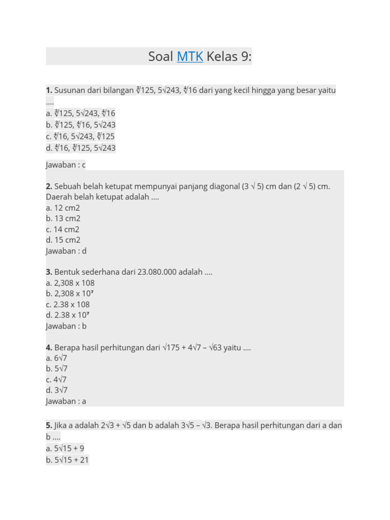 Latihan Soal MTK Nehemia | PDF | Metode & Bahan Ajar