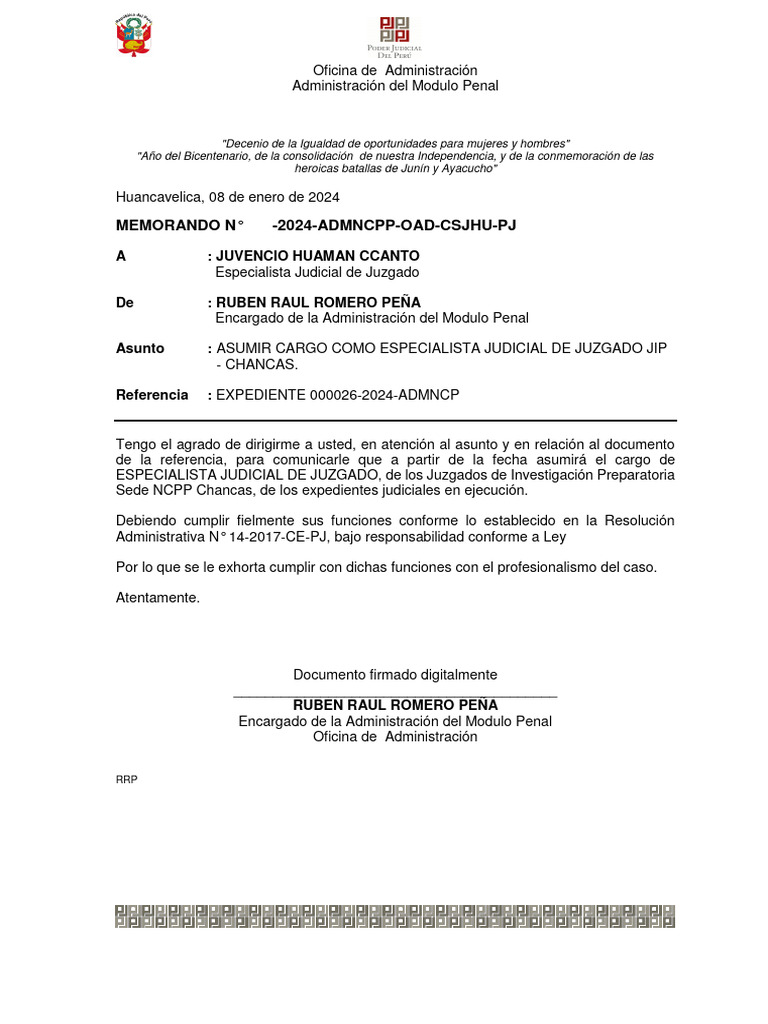 Memorando R12 2024 Admncpp Oad Csjhu | PDF