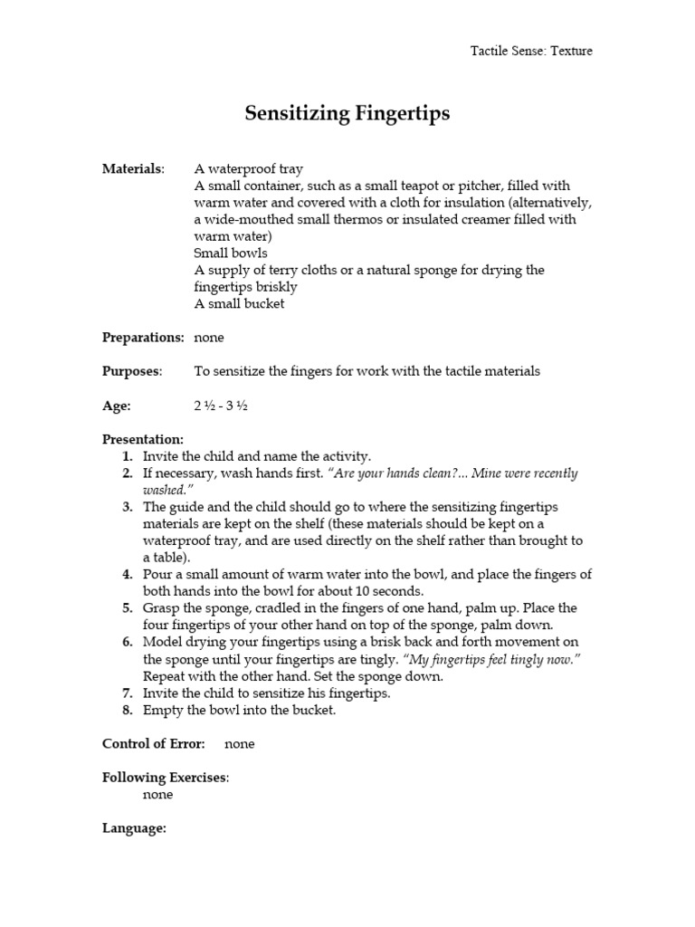 sensitizingfingertips | PDF | Finger | Hand