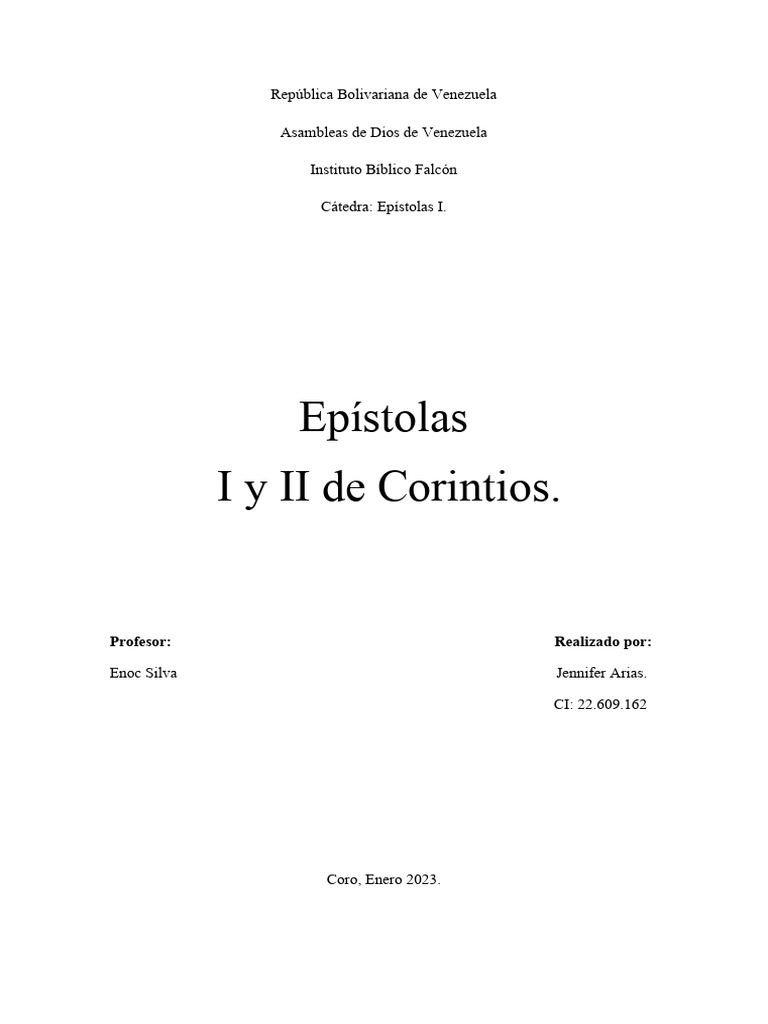 1era y 2da Corintios | PDF | Pablo el apóstol | Primera epístola a los corintios