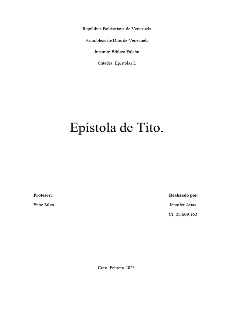 Epístola de Tito: Instrucciones de Pablo | PDF | Pablo el apóstol ...
