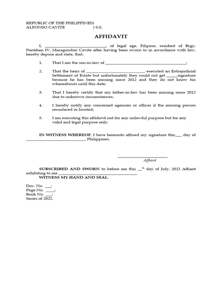 Affidavit of Missing Person | PDF