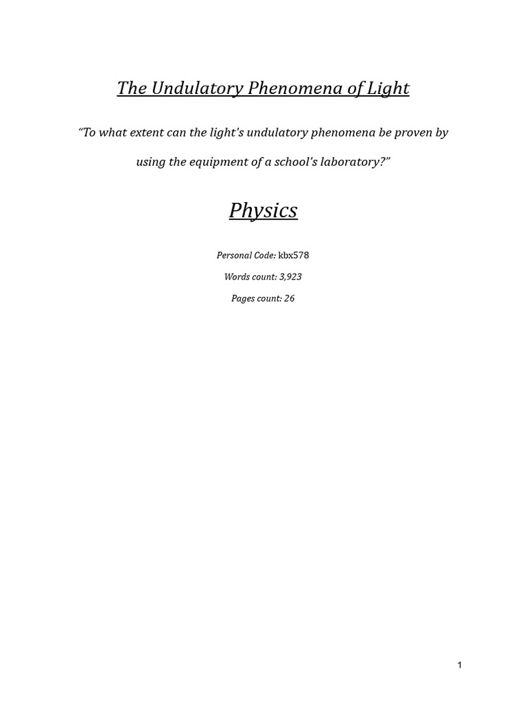 Corte Thiago Zacarias Physics Extended Essay | PDF | Waves | Refraction