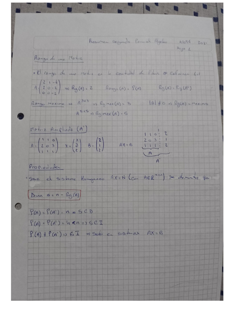 Resumen Segundo Parcial Algebra - K1094 | PDF