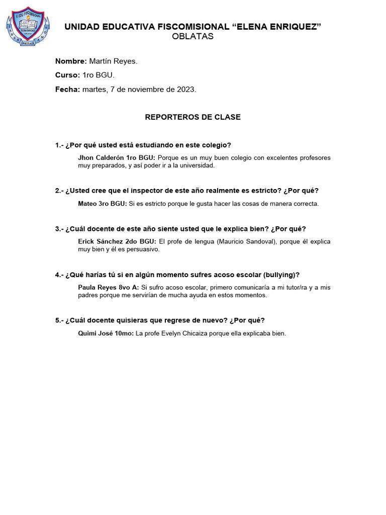 Reporteros de Clase | PDF