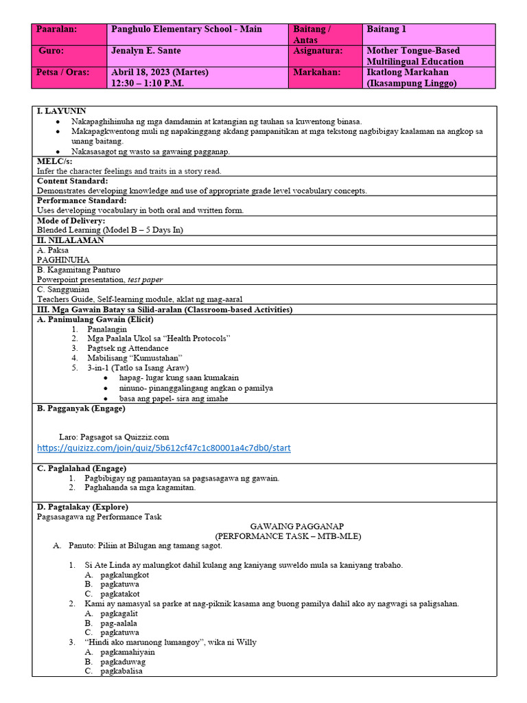 MTB LP Week 10 Q3 Day 2 | PDF