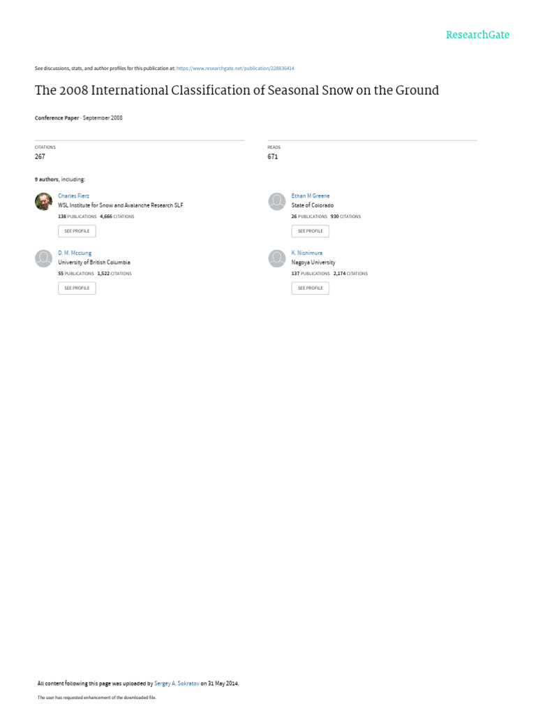 The 2008 International Classification of Seasonal | PDF | Snow ...