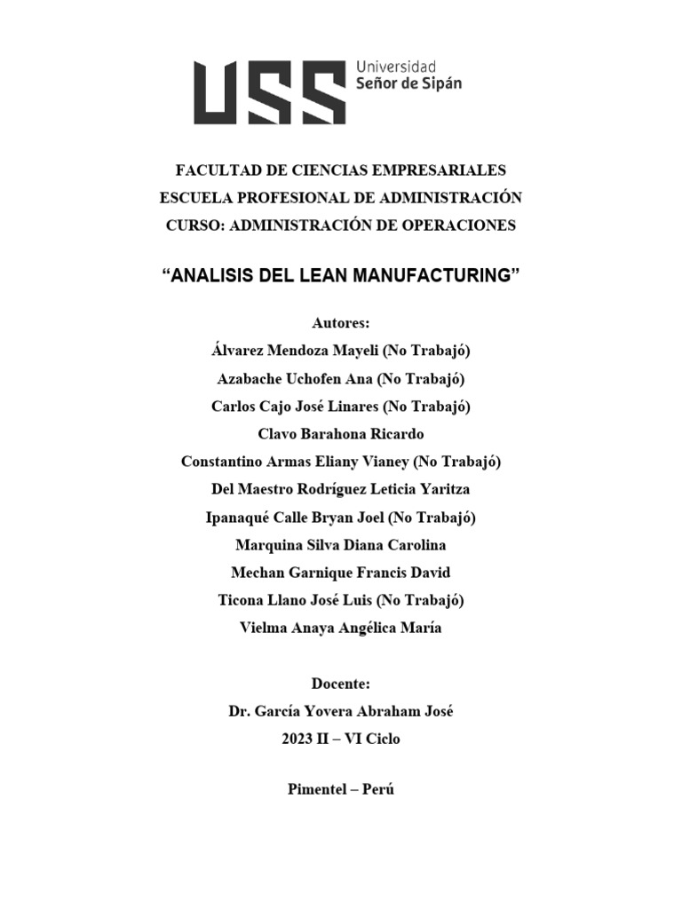Grupo2 - Analisis Lean Manufacturing | PDF | Lean Manufacturing | Sector secundario de la economía