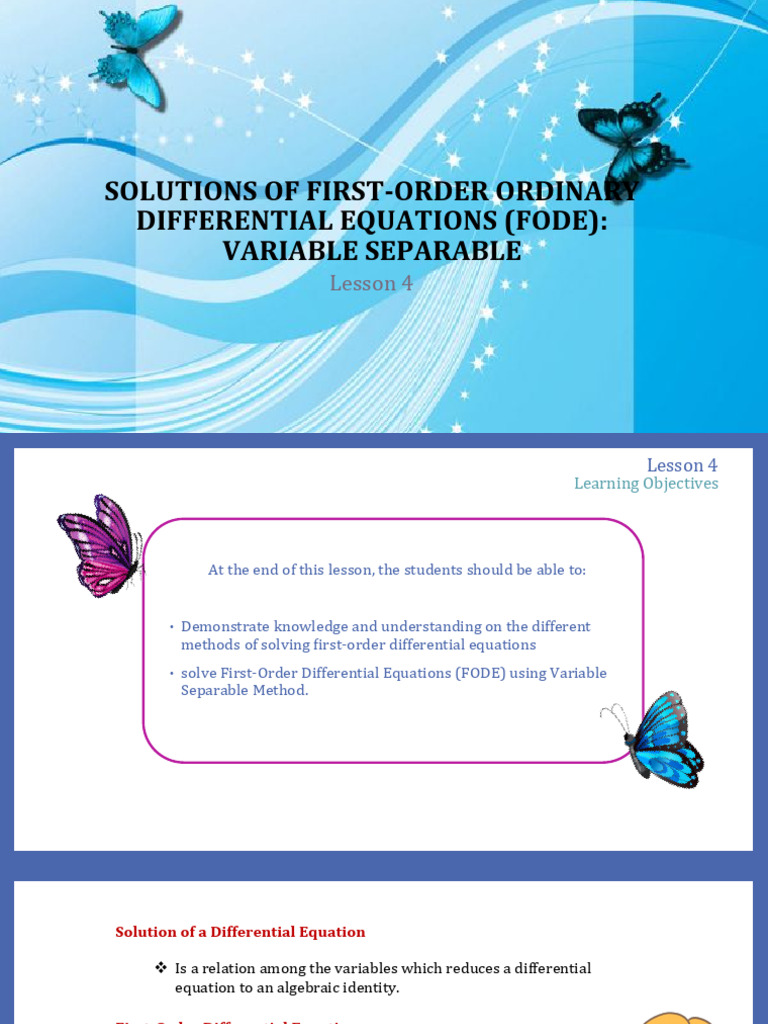 Solving First-Order ODEs: Variable Separable | PDF