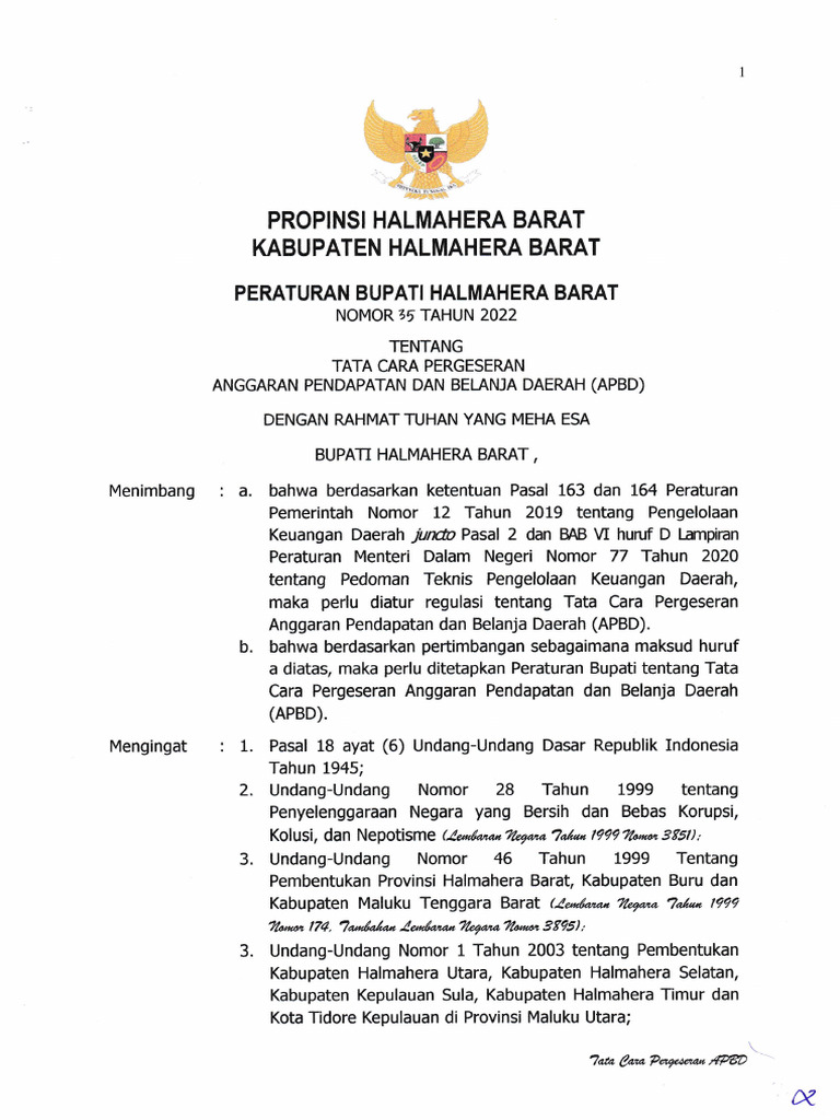 Tata Cara Pergeseran Anggaran APBD | PDF | Bisnis | Hukum