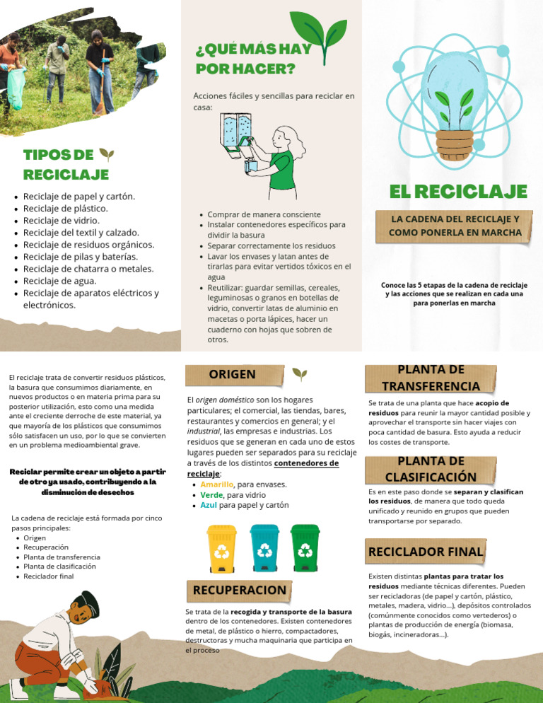 Triptico Ecologia P1 | PDF | Residuos | Reciclaje