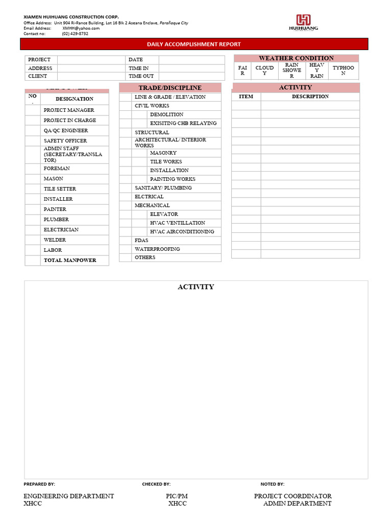 Daily Accomplishment Report | PDF | Building Technology | Building ...
