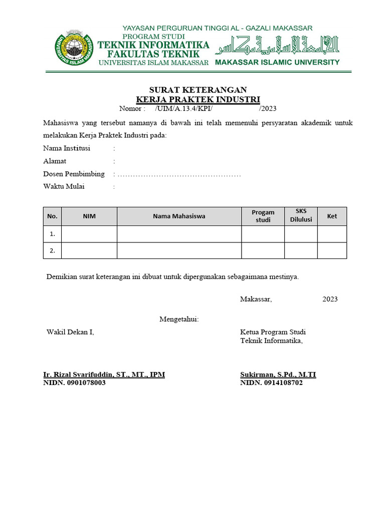 Surat Keterangan Kpi | PDF
