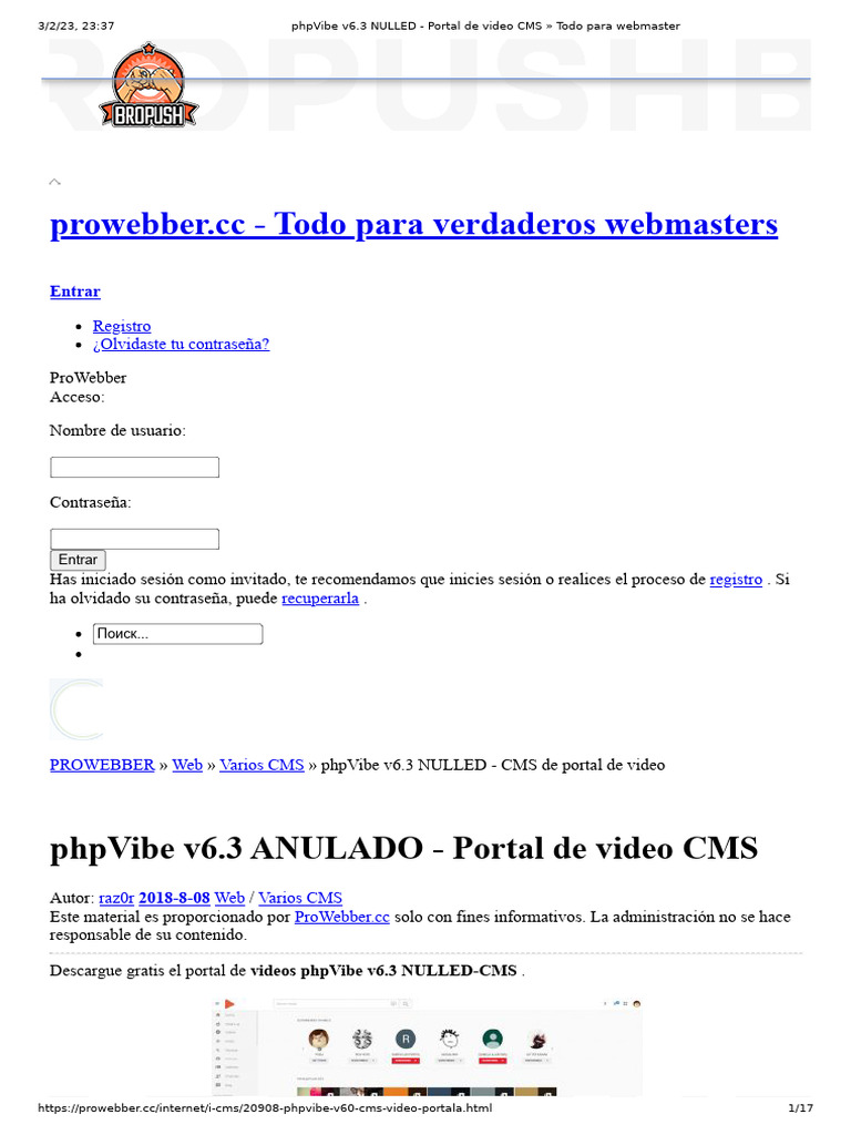 PhpVibe v6.3 NULLED - Portal de Video CMS Todo para Webmaster | PDF ...