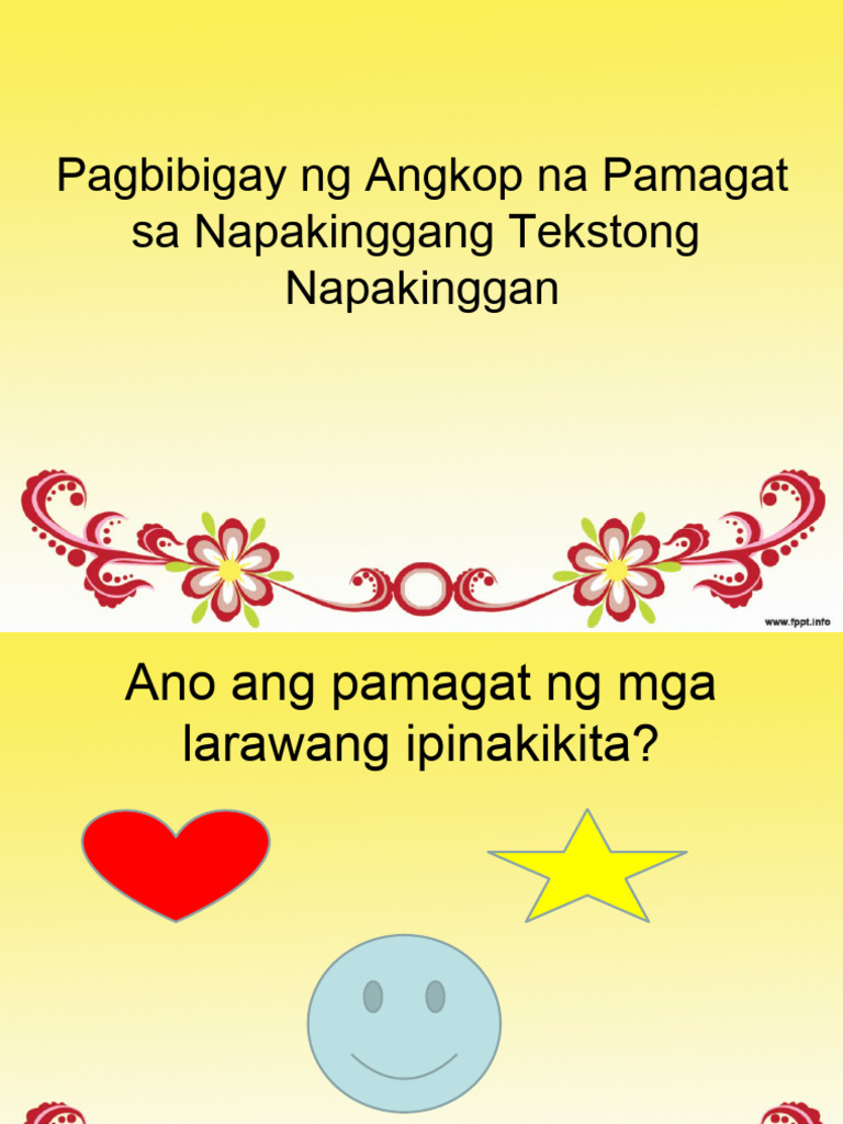 Pagbibigay NG Angkop Na Pamagat Sa Napakinggang Tekstong Napakinggan | PDF