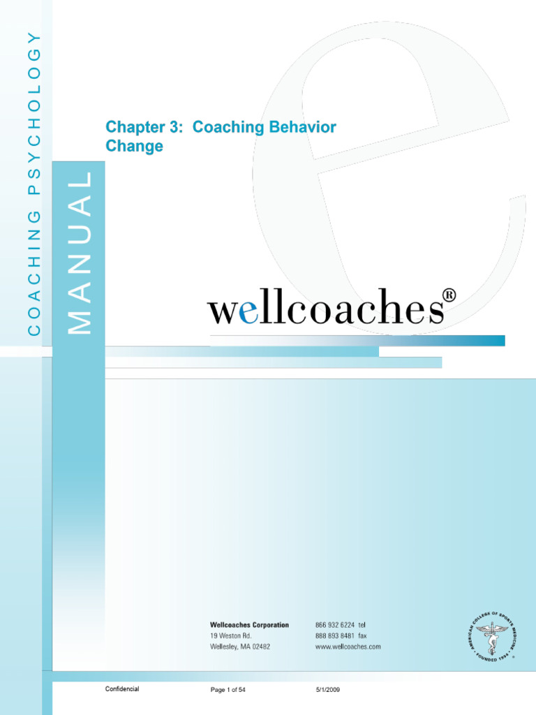 Chapter-3 Coaching Behavior Change | PDF | Comportamiento | Autoeficacia
