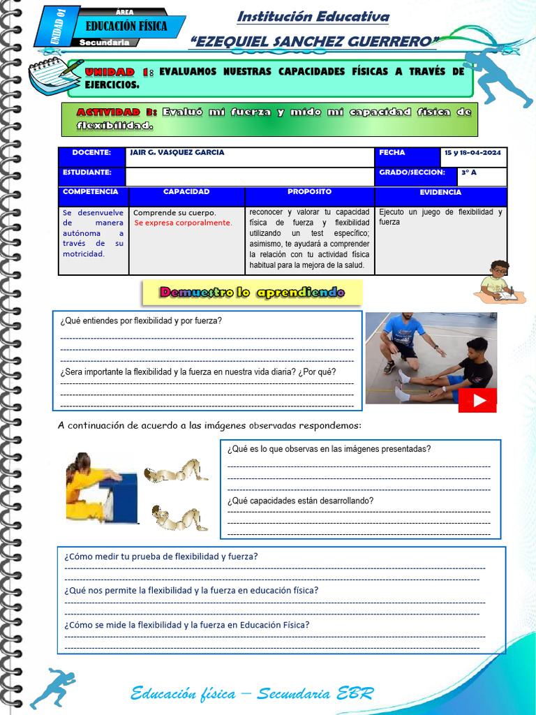 3º Act 3 Fisica Sem3 | PDF | Flexibilidad (anatomía) | Educación Física