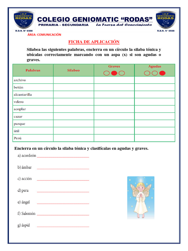Ejercicios de palabras agudas y graves | PDF