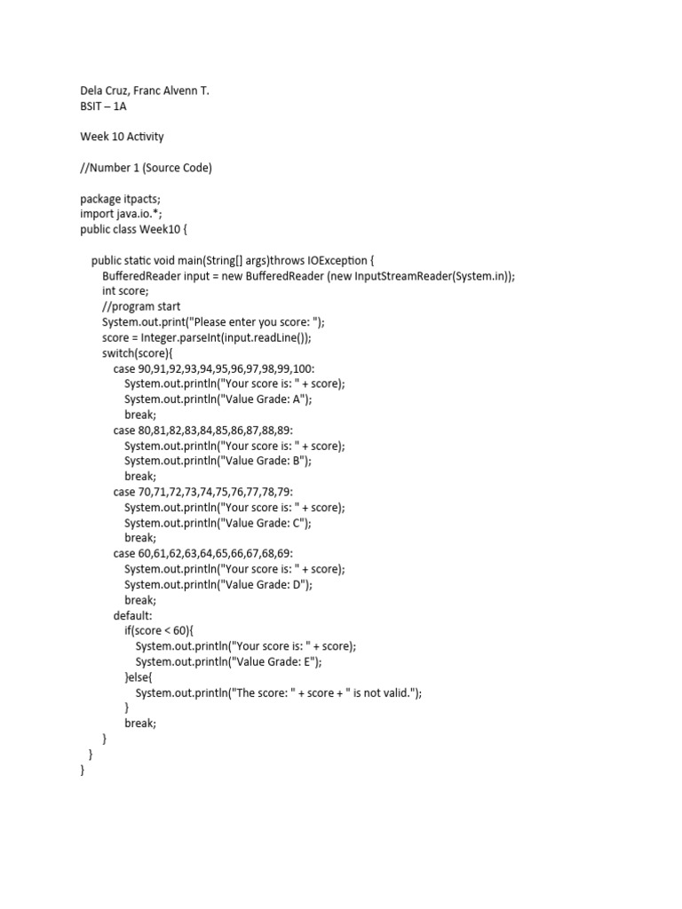 Week 10 Activity | PDF | Object Oriented Programming | Computer Engineering