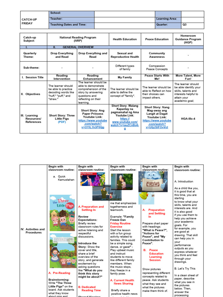 DLL Catch Up Friday Week 3 | PDF | Reading Comprehension | Cognitive ...