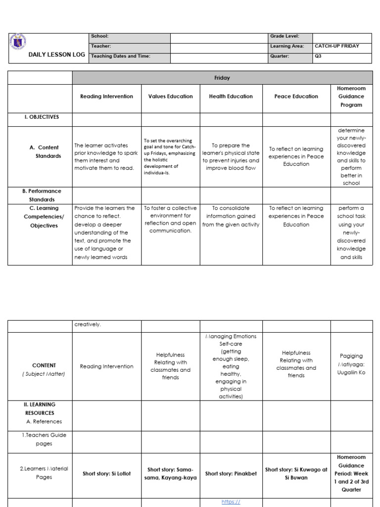 DLL Catch Up Friday Week 3. | PDF | Learning | Cognition