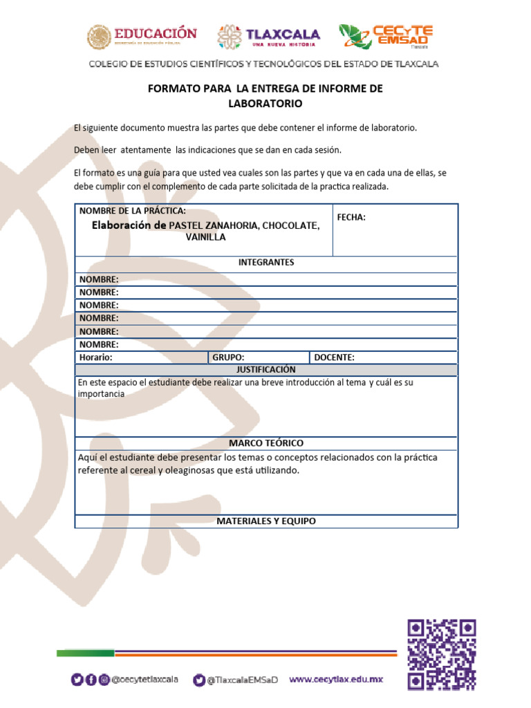 Formato Informe Laboratorio Word | PDF