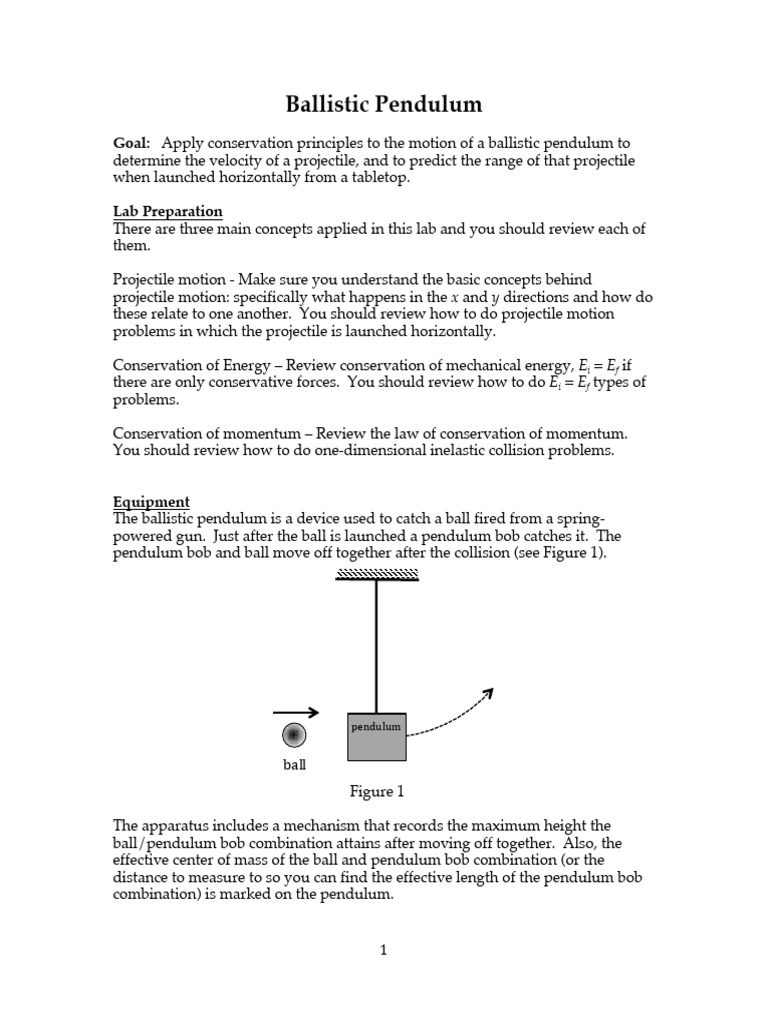 Lab 8 - Ballistic Pendulum | PDF | Collision | Momentum
