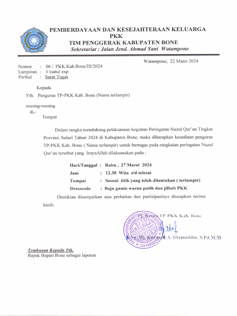 Pengurus TP PKK Kab Bone | PDF