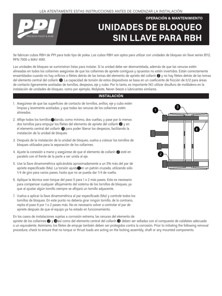 Om 026-01 SP RBH - O&m | PDF | Tornillo | Ingeniería mecánica