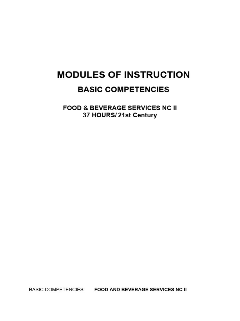 2 CBC NEW EDIT FBS NC II Modules of Instructiuon | PDF | Methodology | Educational Assessment