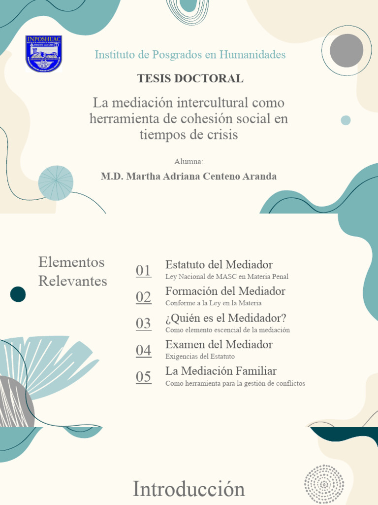 Tesis Doctoral - Dra Martha Adriana Centeno Aranda | PDF | Mediación