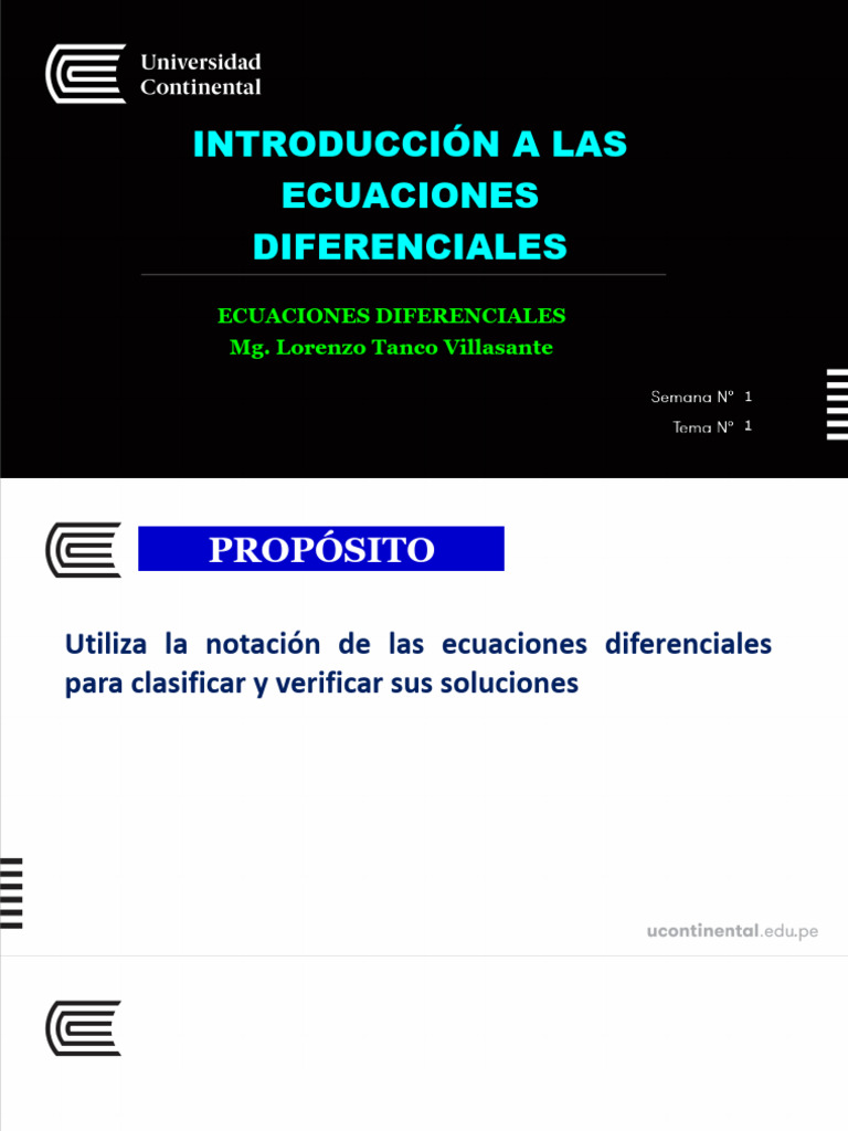 SEM 1-s2-Introducción a las Ecuaciones Diferenciales | PDF | Ecuaciones | Ecuaciones diferenciales