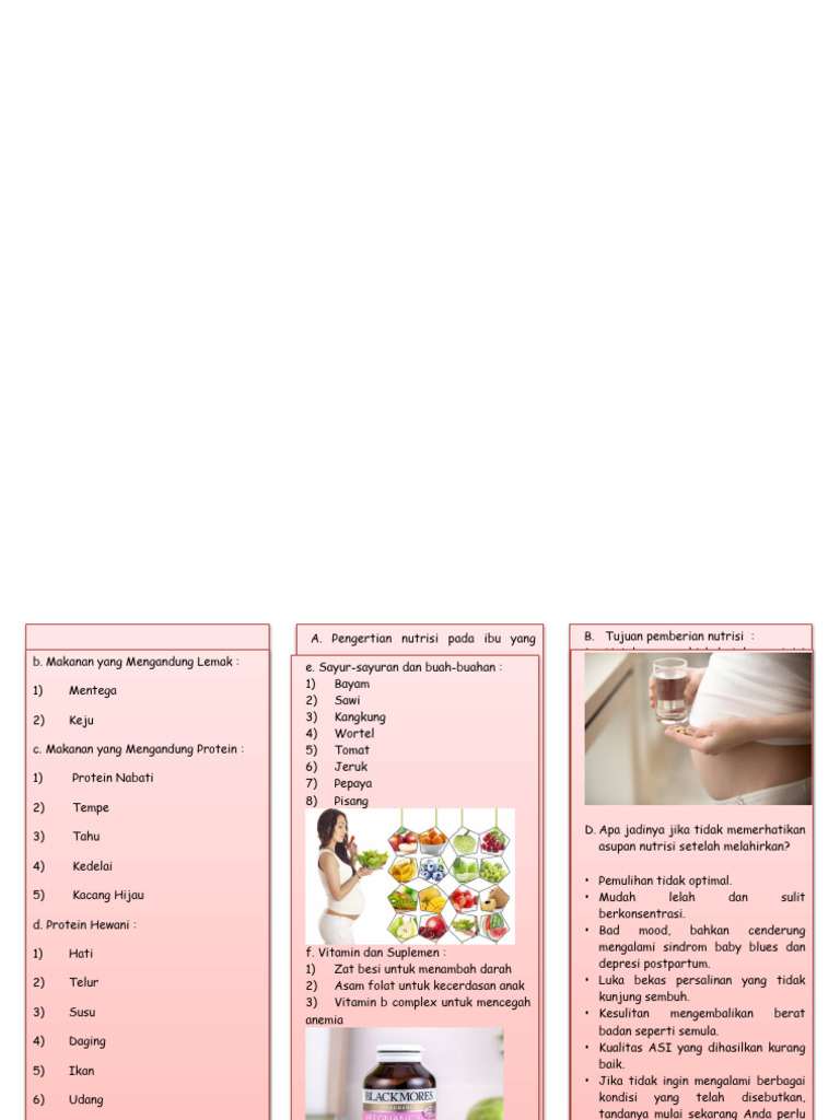 Leaflet Nutrisi Post Partum | PDF