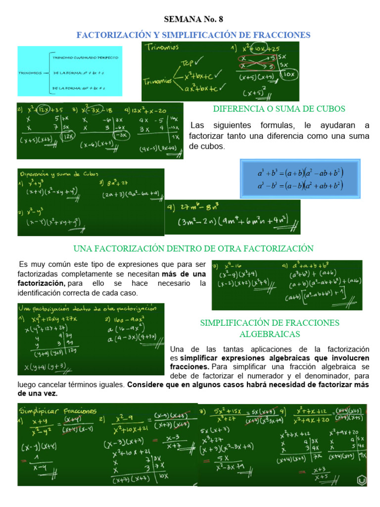 Factorización y Fracciones Algebraicas | PDF